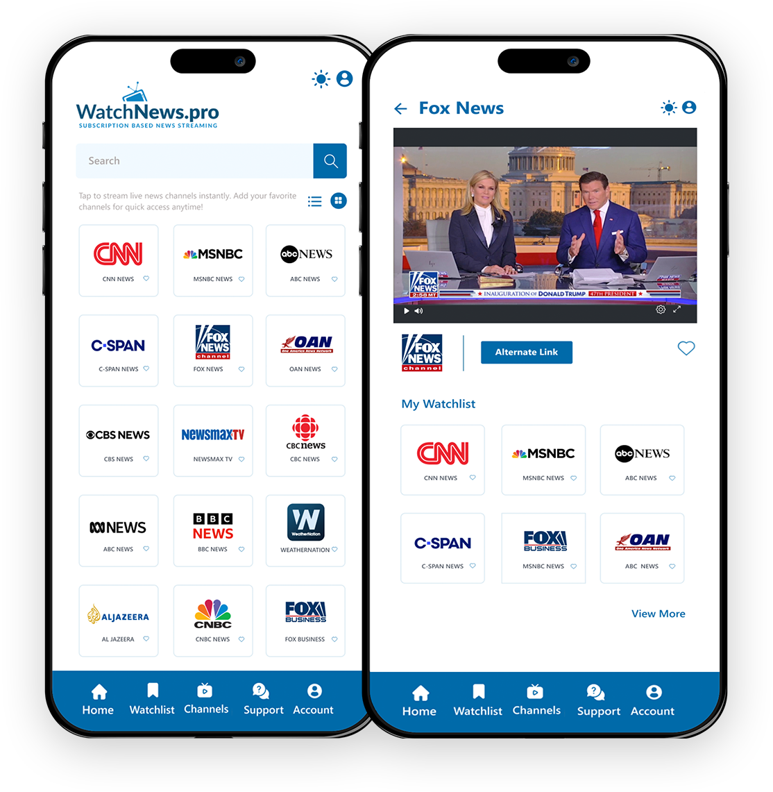 Watch News Pro | Streaming Dashboard